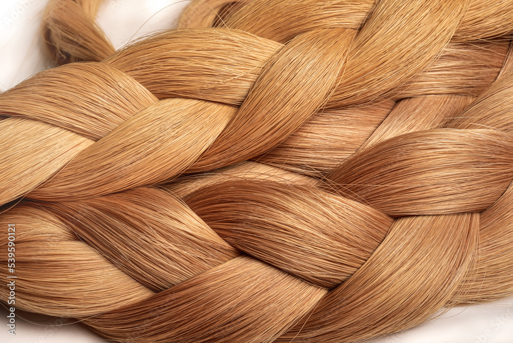 Braids of natural hair close-up. Texture or background of beautiful ...