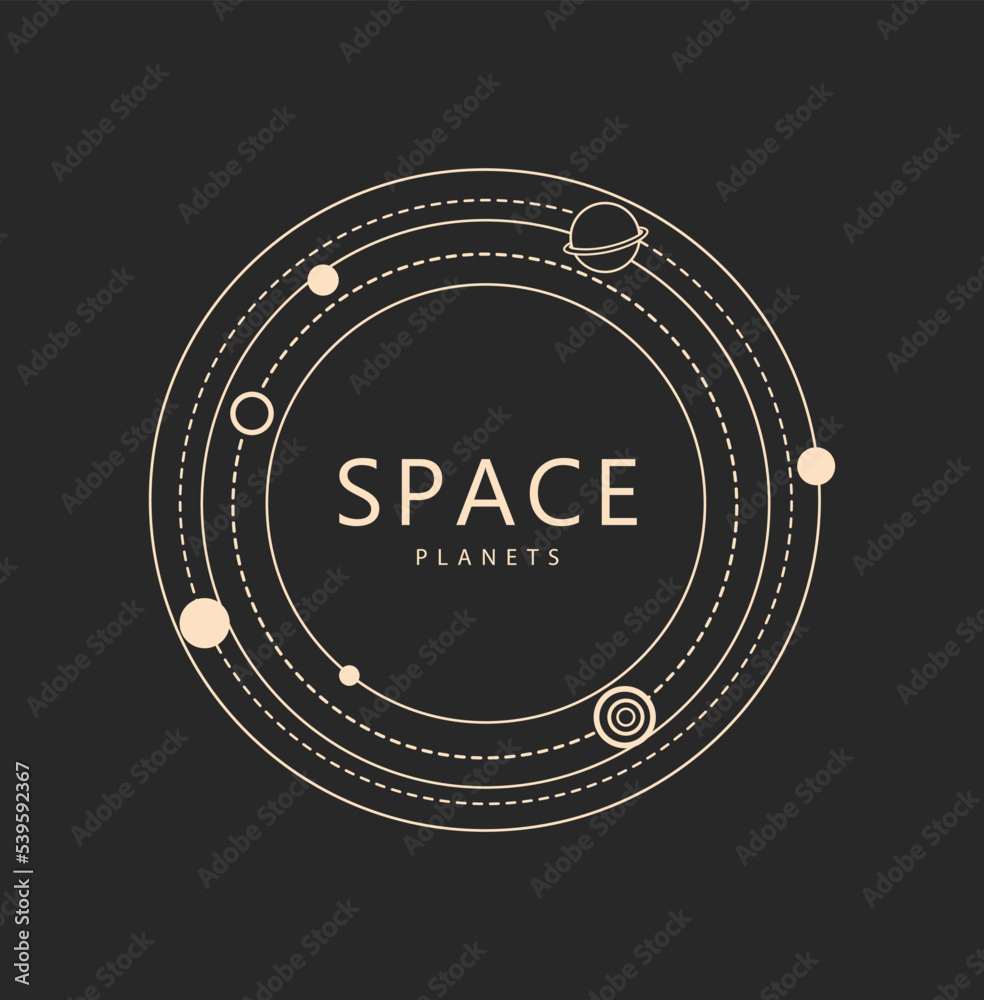Solar system vector logo. Space logo template. The planets revolve ...