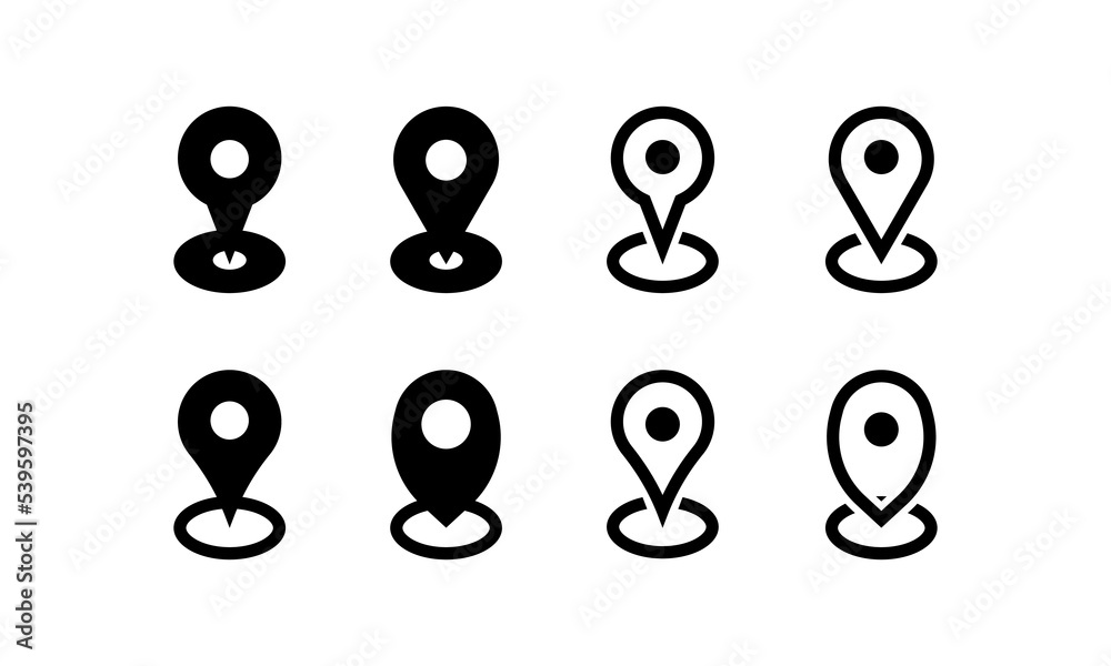 location icon set. address symbol. map vector. pin or sign vector ...