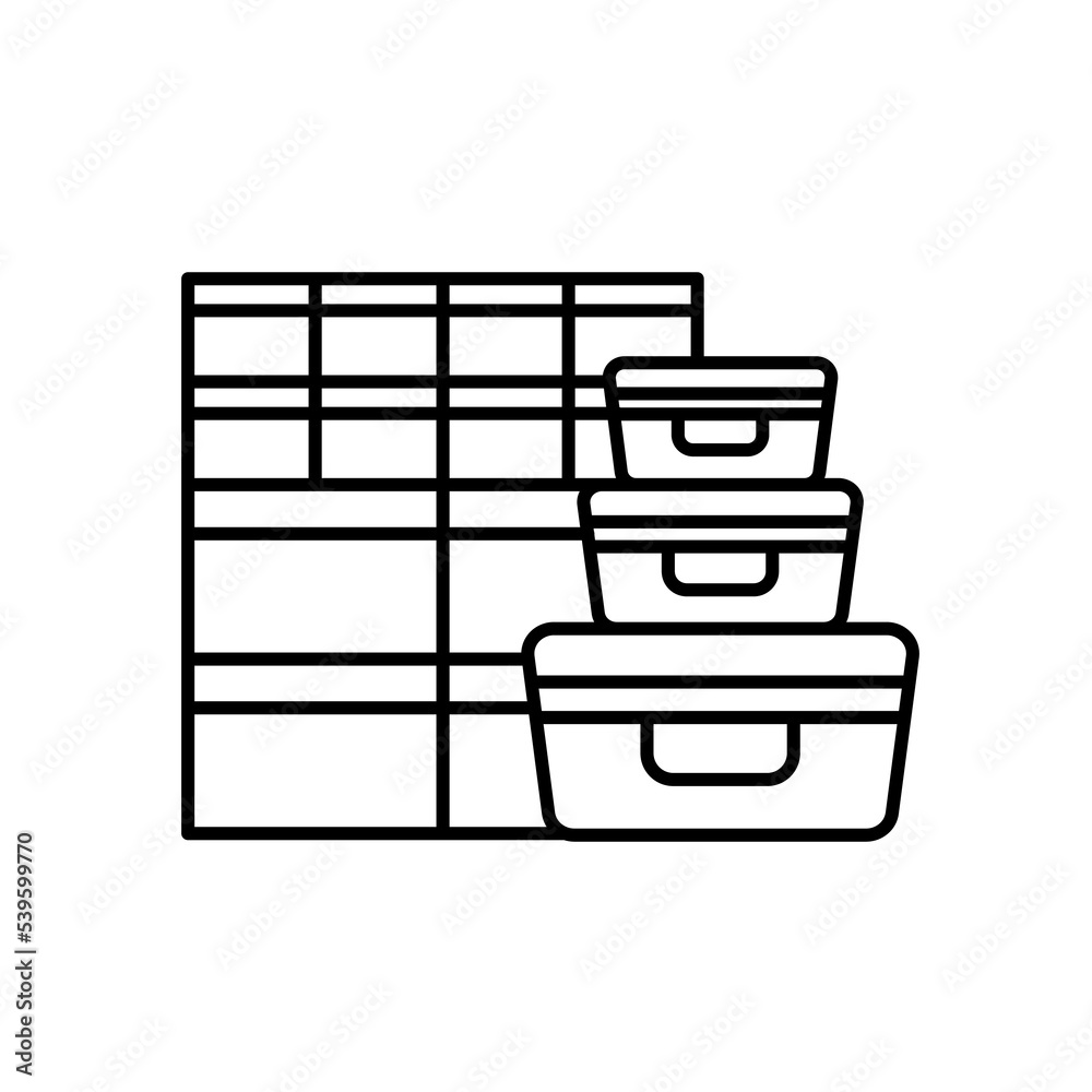 Home organization vector icon outline black EPS 10. Smart storage ...