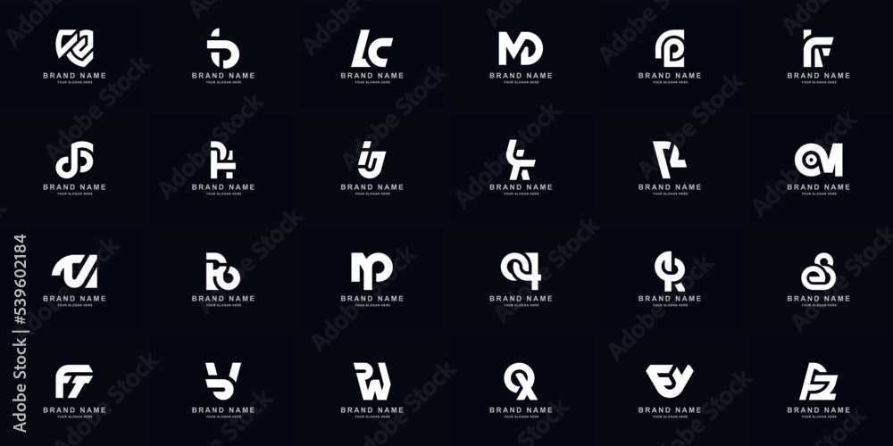 Collection full set abstract combine letter a - z monogram logo design ...
