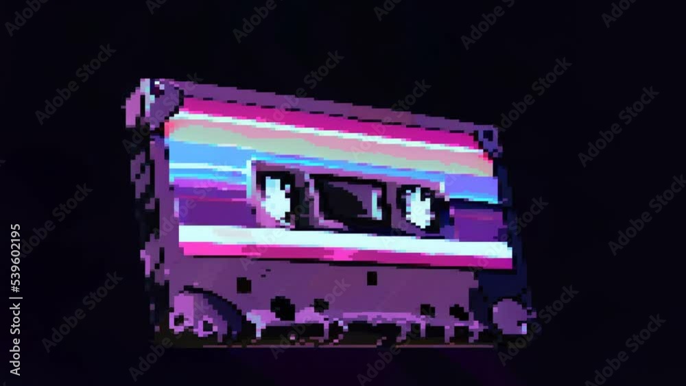 Music Audio Cassette Tape 80s 90s Retro Motion Pixel Art Gif Stock ...