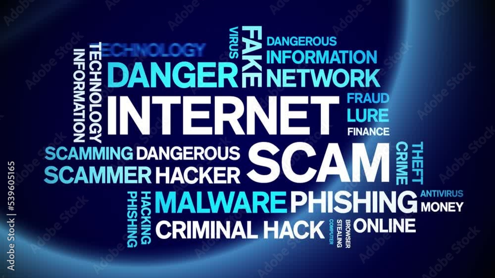 internet scam animated tag word cloud;text design animation kinetic ...