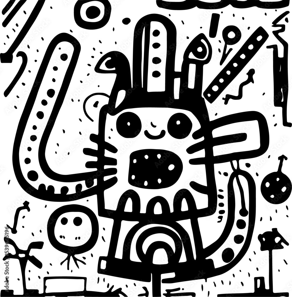 cartoon monsters doodle art vector Stock Vector | Adobe Stock
