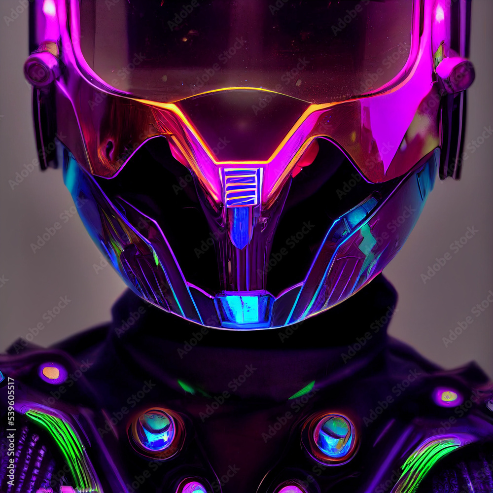 Robot cyborg person male futuristic neon. XIS10CIAL Neo god serie. Neon ...