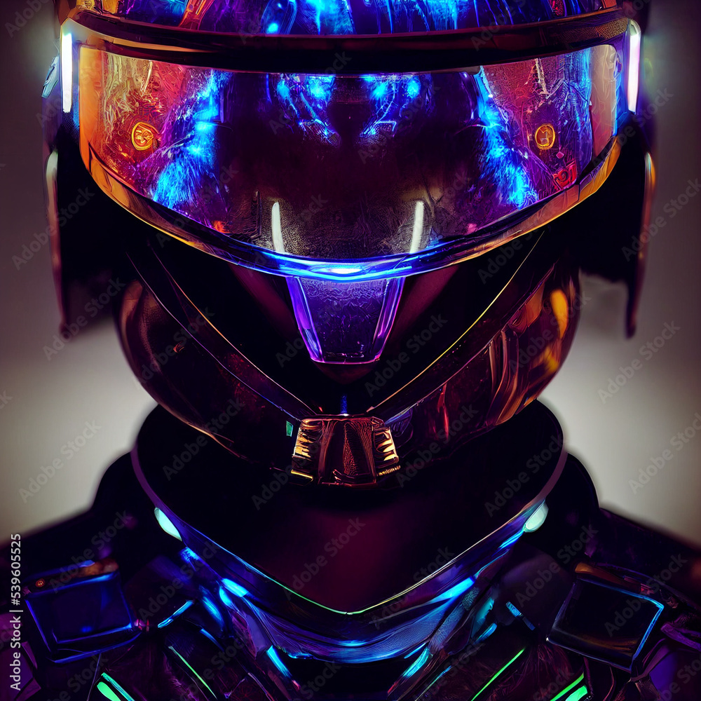 Robot cyborg person male futuristic neon. XIS10CIAL Neo god serie. Neon ...