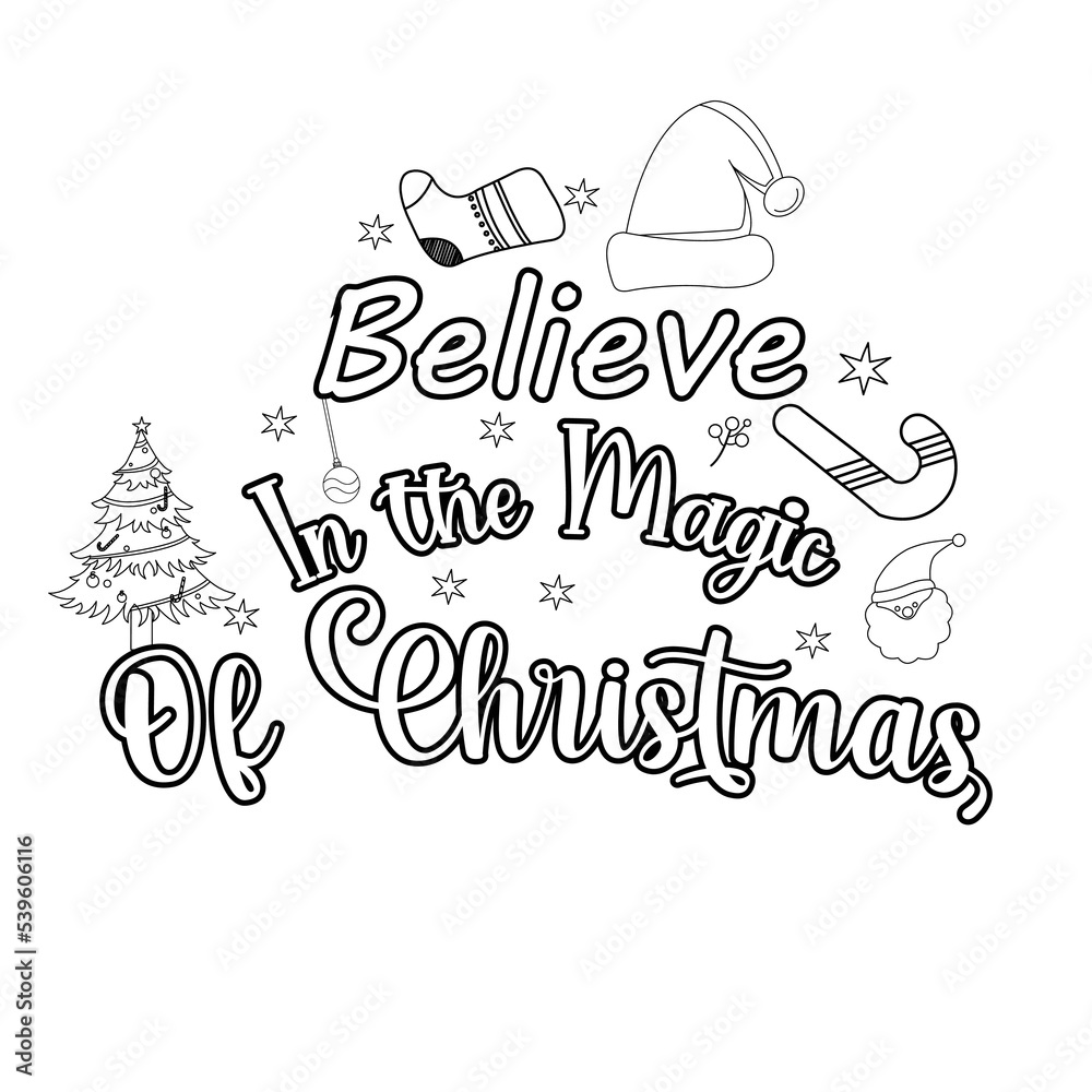 Merry Christmas Coloring page. Christmas line art coloring page design ...
