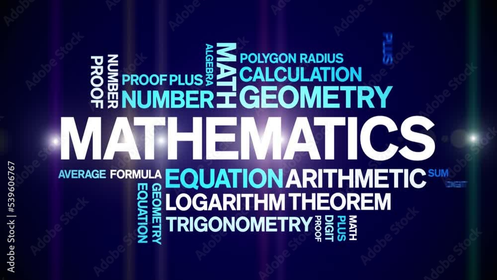 Mathematics animated tag word cloud;text design animation kinetic ...