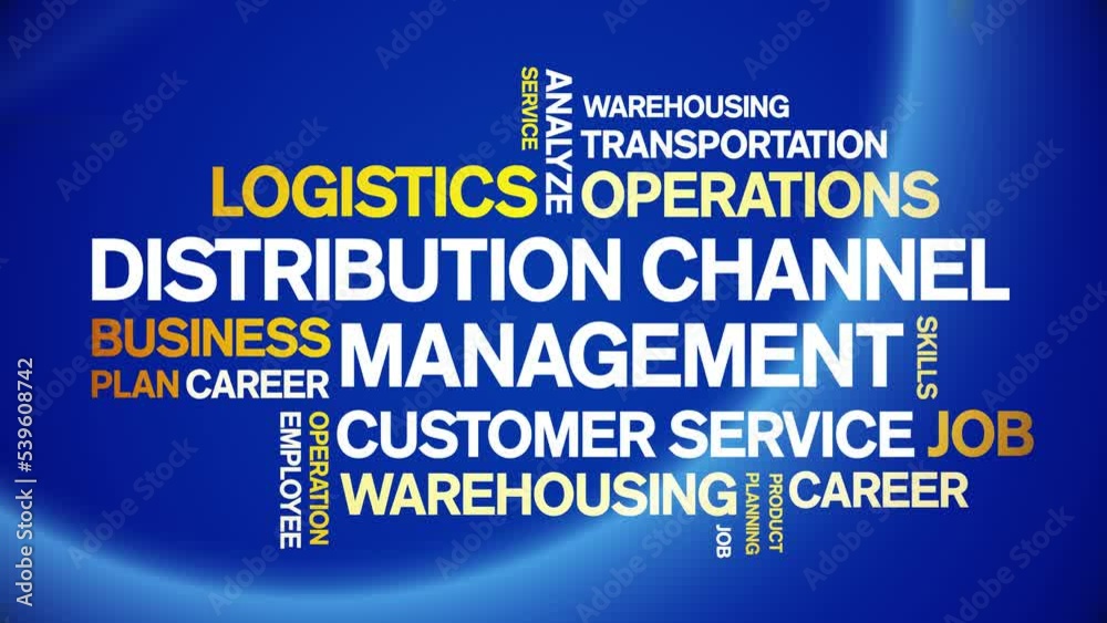Distribution Channel Management animated tag word cloud;text design ...