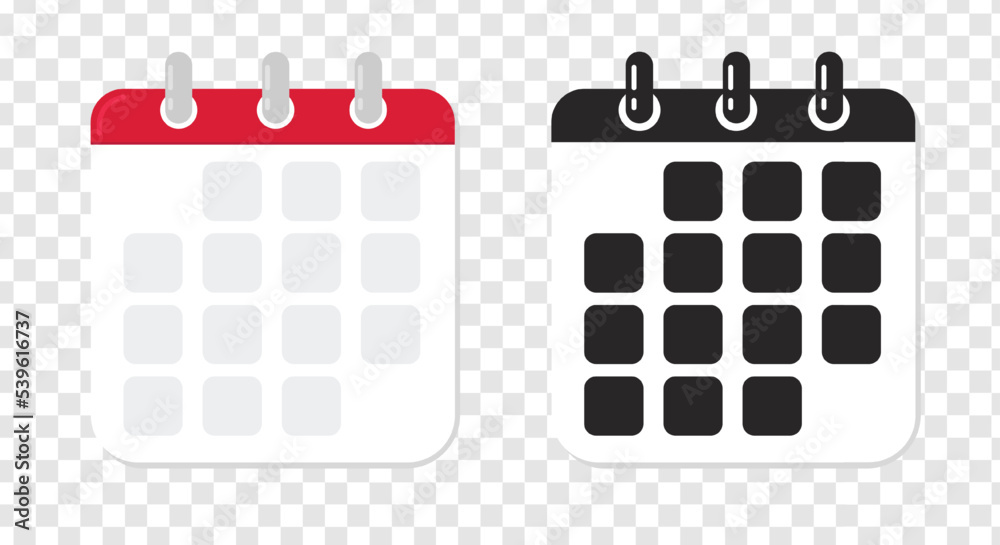 Calendar icons set. Weekly calendar icon. Outline and flat style ...