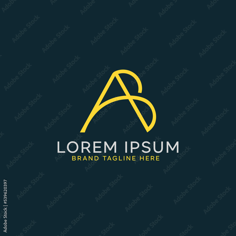 Flat Modern Letter AB BA A inital icon logo design template, Outline ...