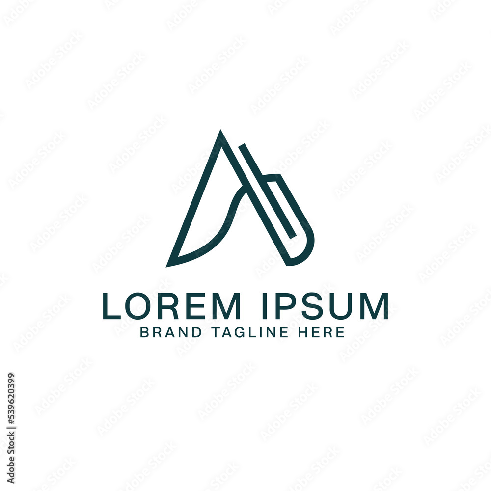 Flat Modern Letter AB BA A inital icon logo design template, Outline Logo Designs for company ...
