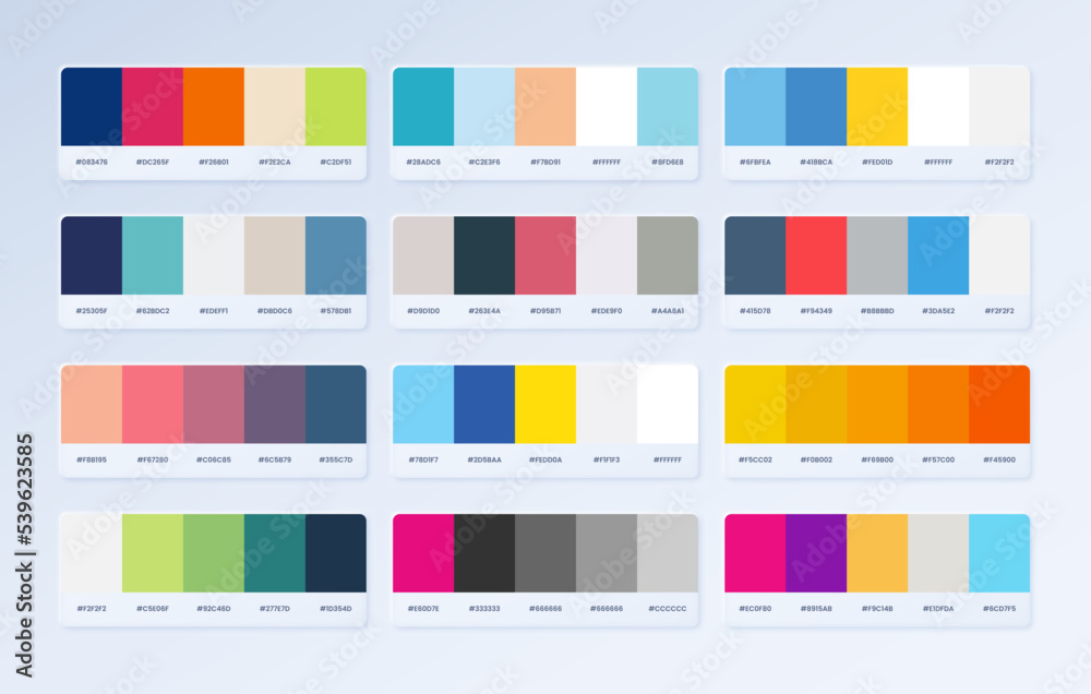 Collection of pantone colour guide palette. Flat style color swatches ...