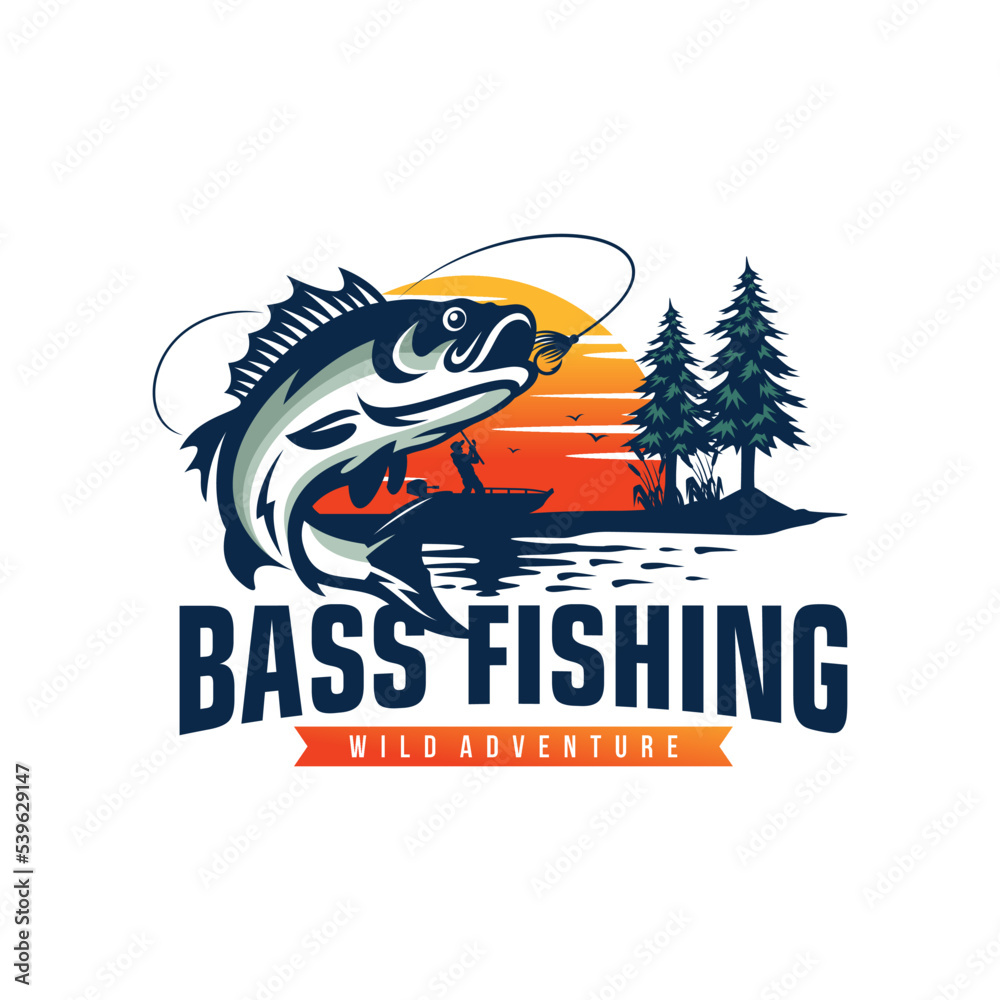 Vetor de Fishing logo design template illustration. Sport fishing Logo ...