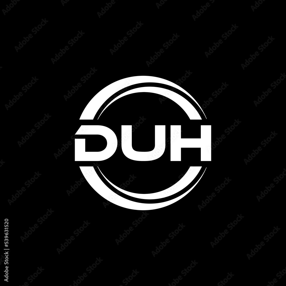 DUH letter logo design with black background in illustrator, vector ...
