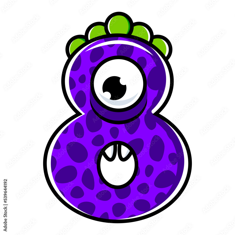 8.Funny Monsters Colorful Numbers, Cute Fantasy Aliens in the Shape of ...