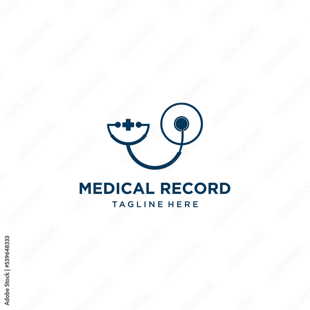 Medical record vector logo, stethoscope symbol perfect design for ...