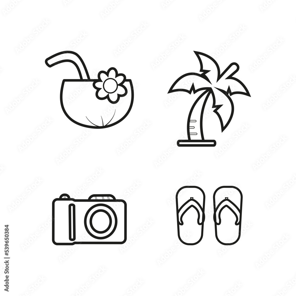 Continuous Line Drawing Sea Beach Summer Vacation Concept Summer