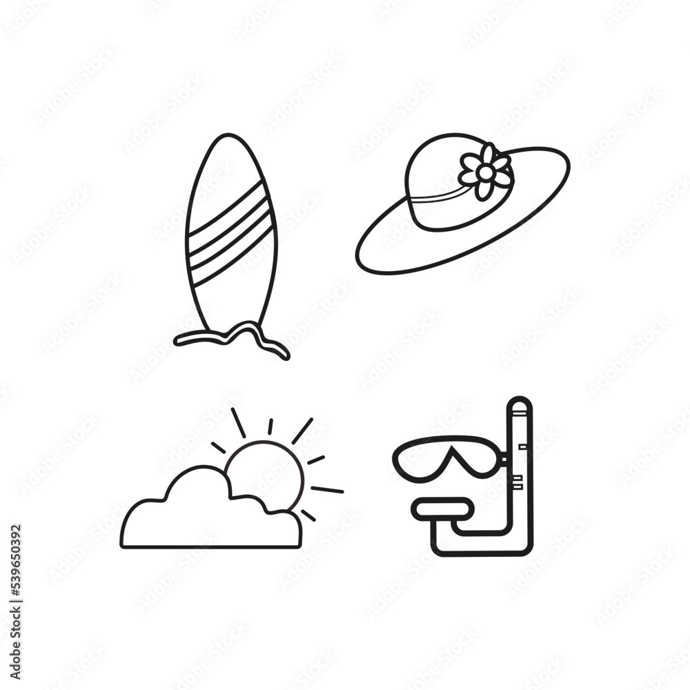 Continuous line drawing. Sea beach summer vacation concept, Summer ...