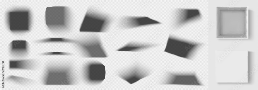 Square shadows overlay effect and open box mock up with lid top view ...