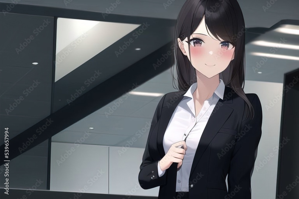 office lady working in. Generative AI Technology Stock Illustration ...