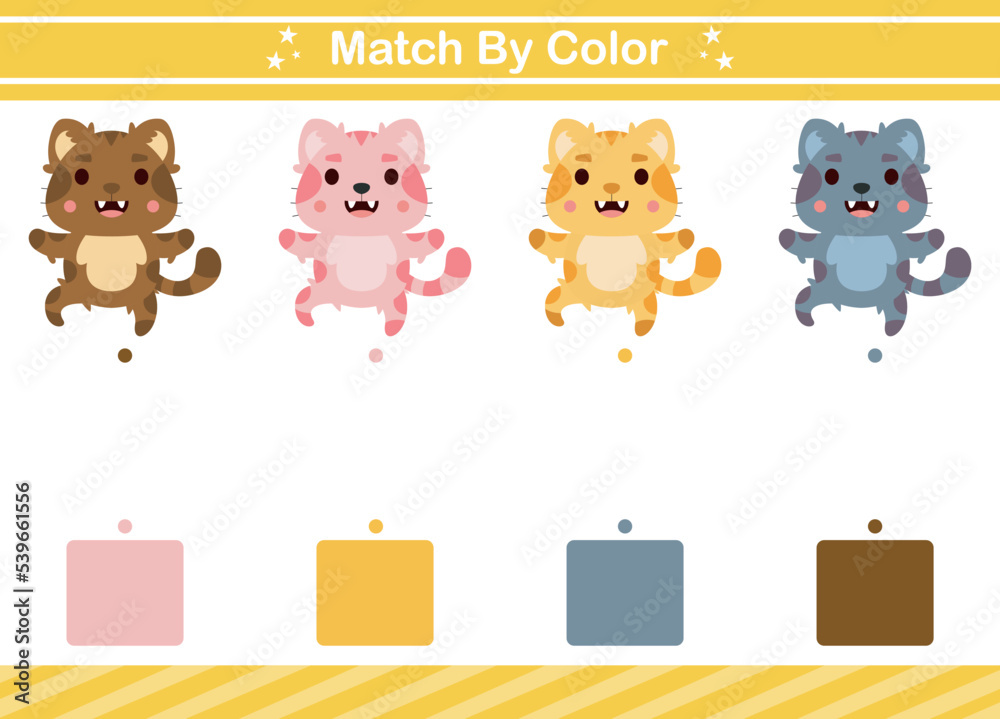 Match by color of animal Educational game for kindergarten Matching ...