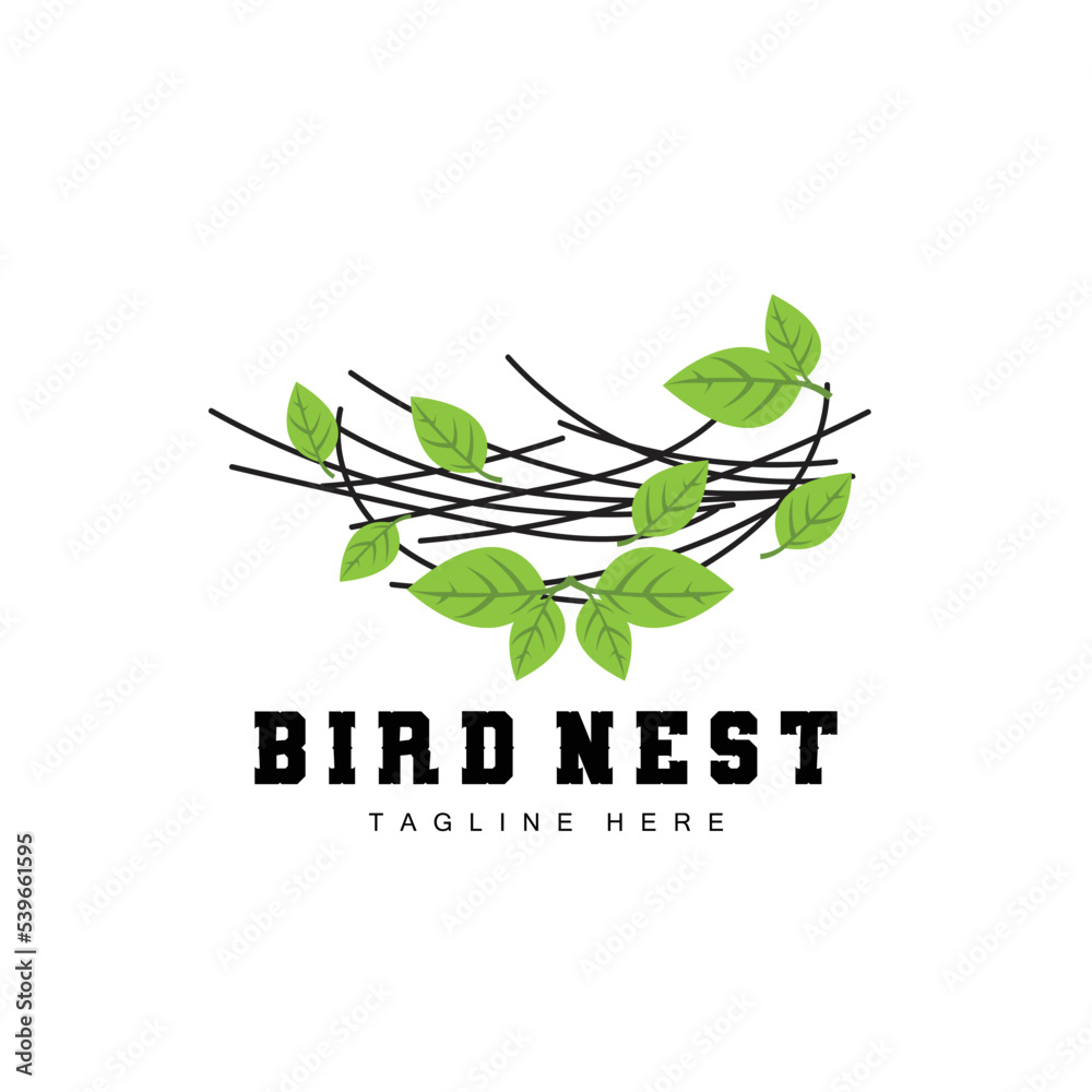 Bird's Nest Logo Design, Bird House Vector For Eggs, Bird Tree Logo ...