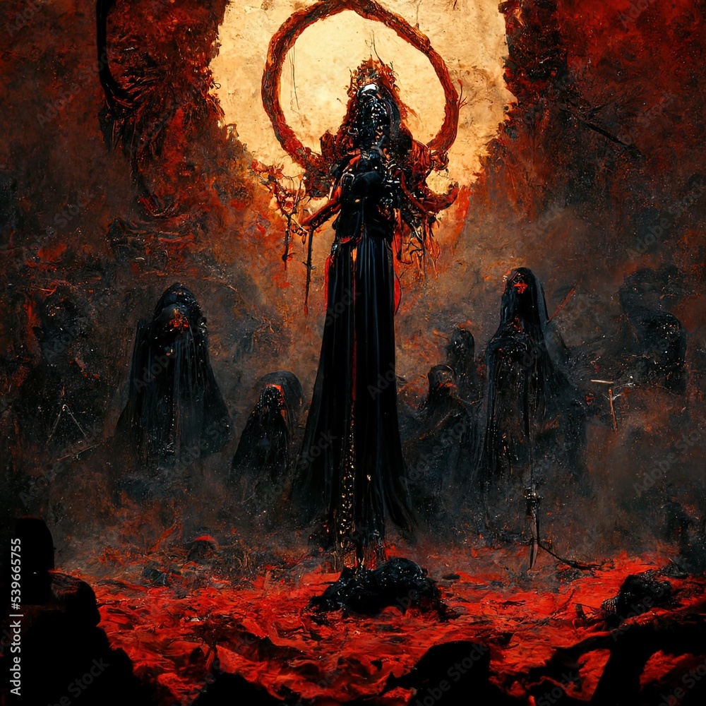 Demon Demonic Figure in Hell Blood Gore Digital Art Stock Illustration ...