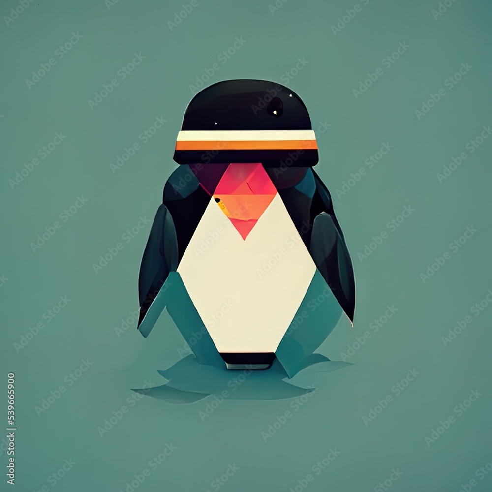 Penguin Cute Sweet Minimalist Illustration for Children Pixel Art Paper ...