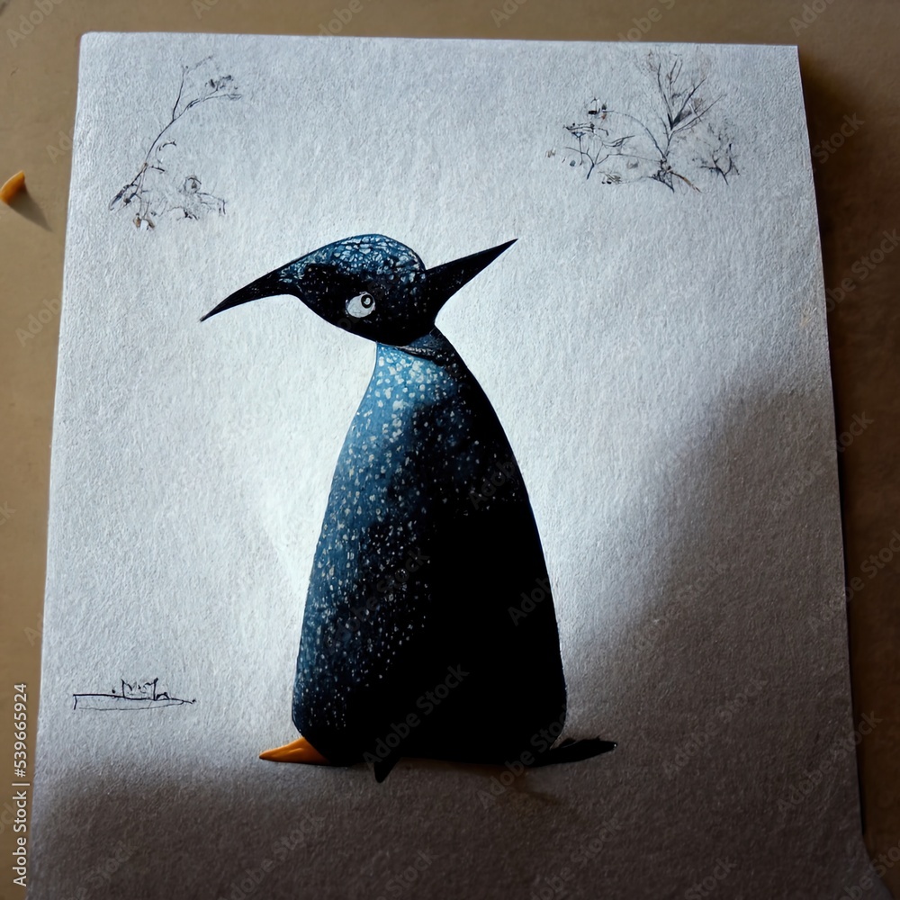 Penguin Cute Sweet Minimalist Illustration for Children Pixel Art Paper ...