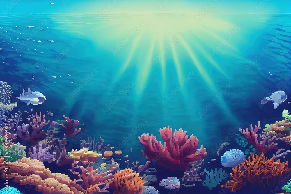 Pixel art of Great Barrier Reef, Australia for NFT, wallpaper, game ...