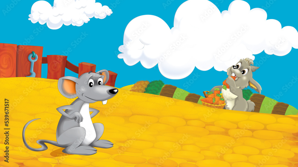 cartoon farm scene with mouse illustration Stock Illustration | Adobe Stock