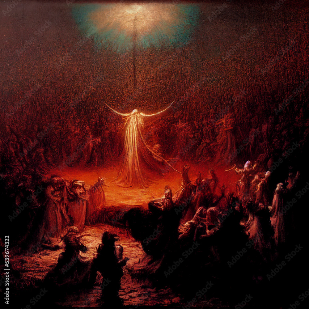 Depictions of people worshiping Satan. Stock Illustration | Adobe Stock