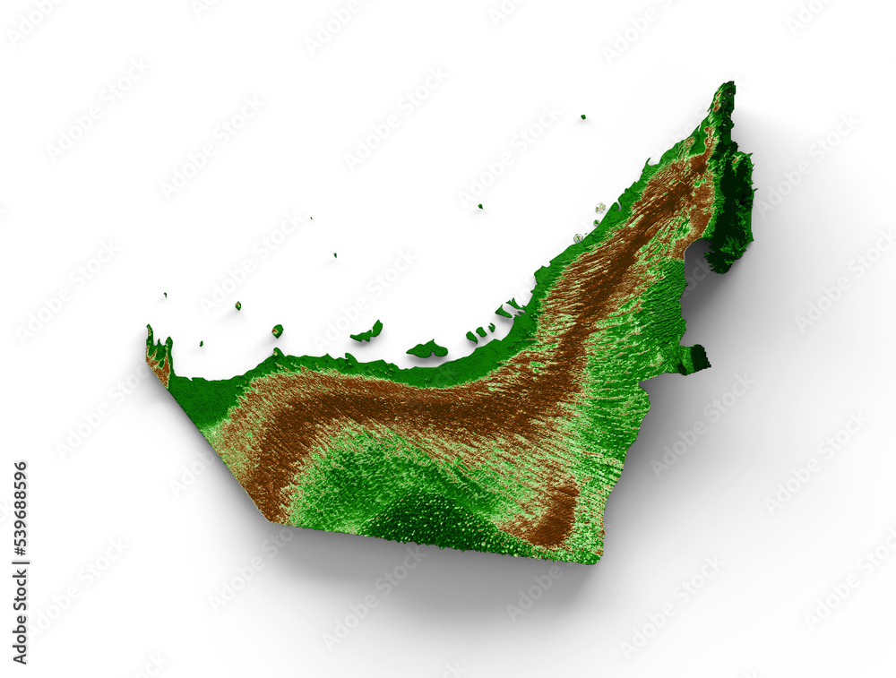 Dubai Topographic Map 3d realistic map Color 3d illustration Stock ...