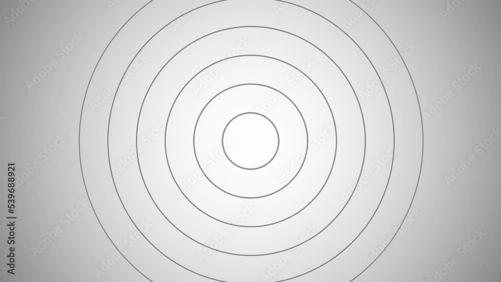 Grey And White Concentric Line Circle Vignette Background. Grey circles spin around one by one ...