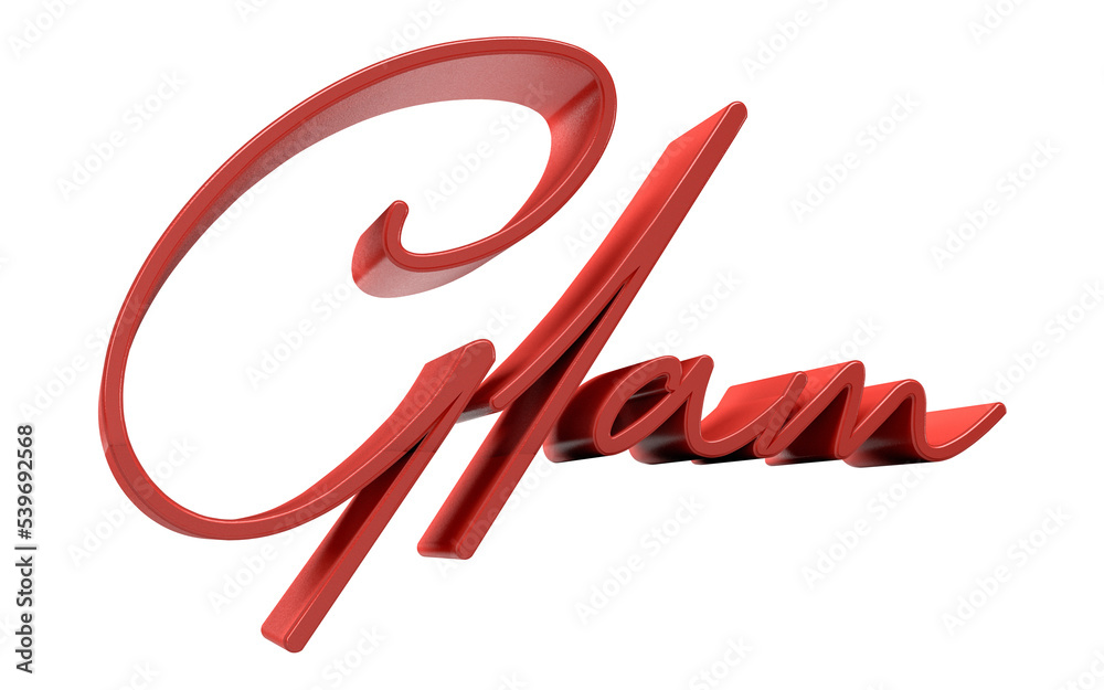 Isolated Word Glam for Elite Class Fashion Industry, 3D Caption for ...