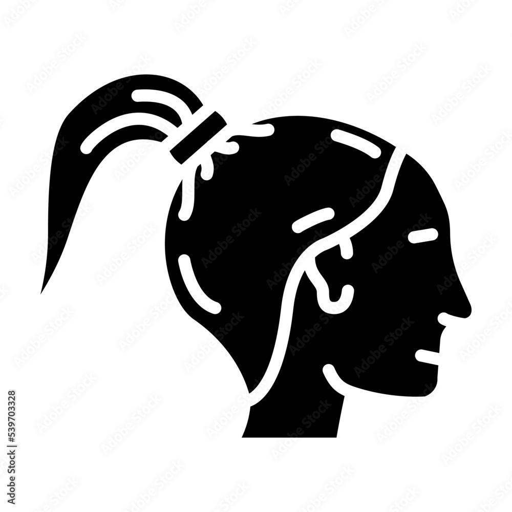 ponytail hairstyle female glyph icon vector. ponytail hairstyle female ...