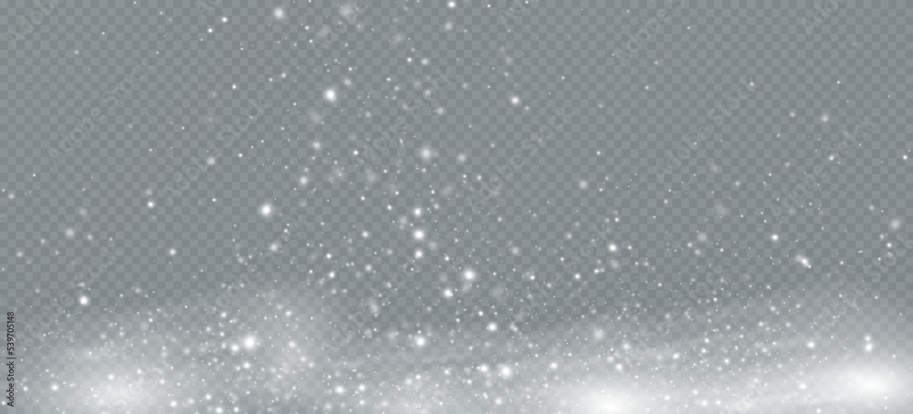 Realistic falling snow.Christmas background.Isolated on transparent ...