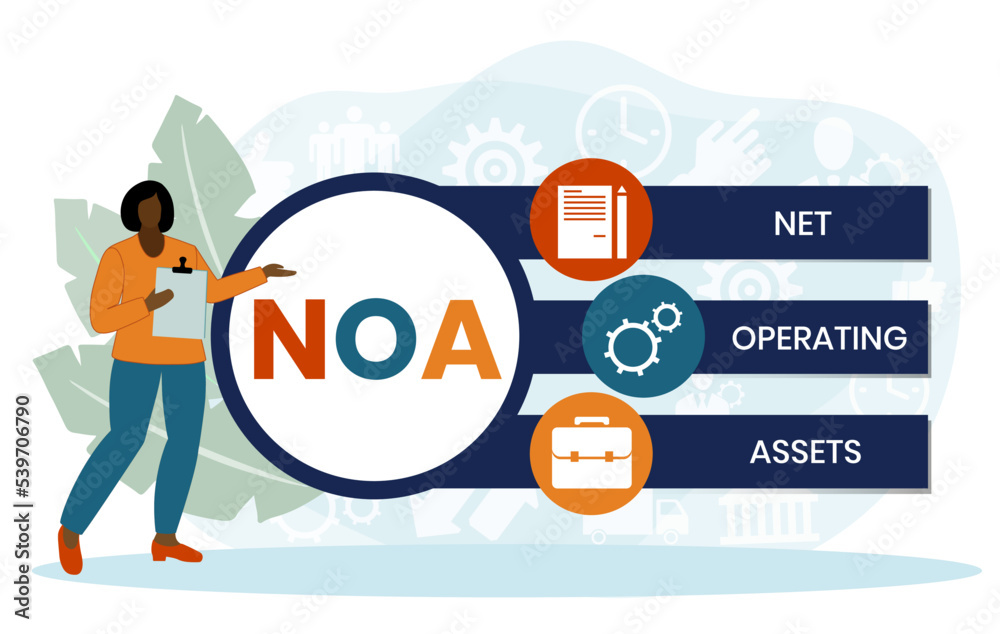NOA - Net Operating Assets acronym. business concept background. vector ...