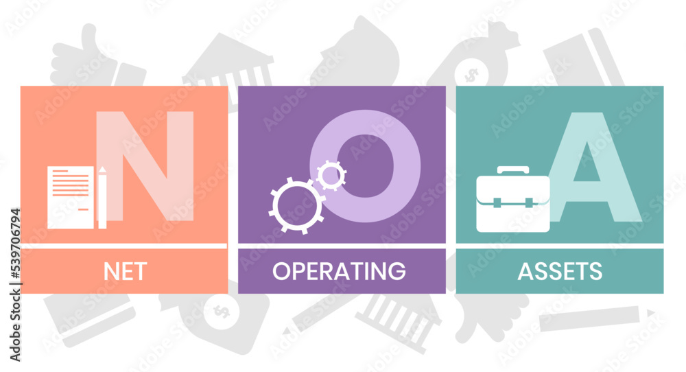 NOA - Net Operating Assets acronym. business concept background. vector ...