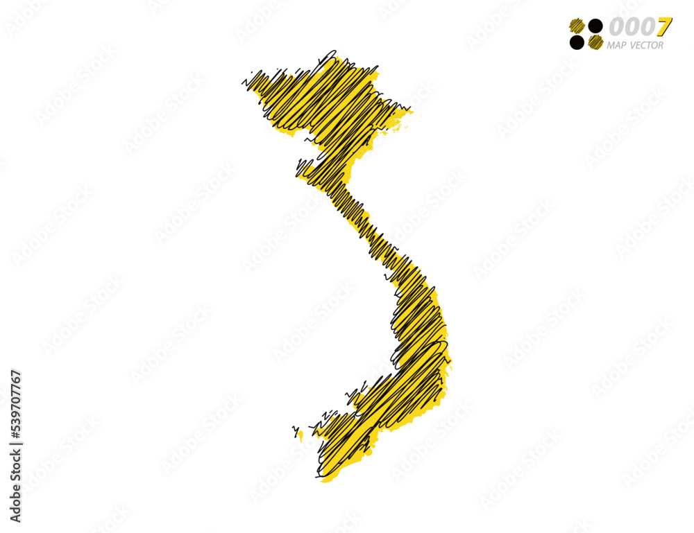 Vector silhouette chaotic hand drawn scribble yellow and black sketch ...