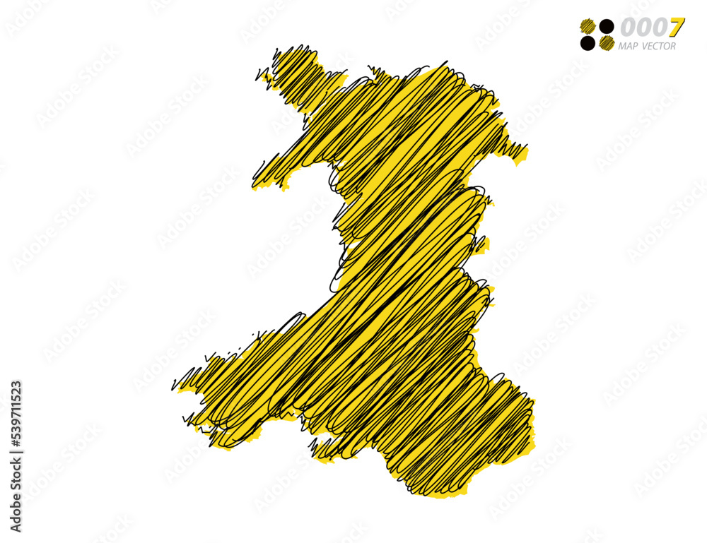 Vector silhouette chaotic hand drawn scribble yellow and black sketch ...