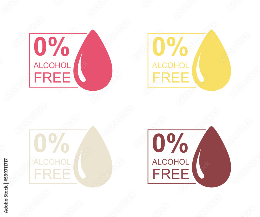 Alcohol free icon. No alcohol logo. Zero percent alcohol symbol. Vector ...