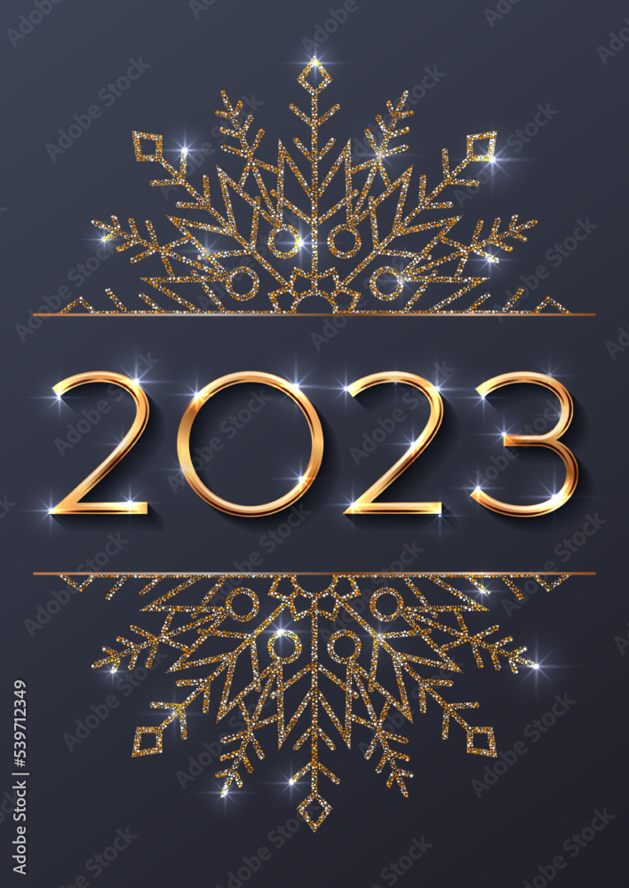 Symbol of 2023 snowflake. Vector illustration of a realistic symbol of ...