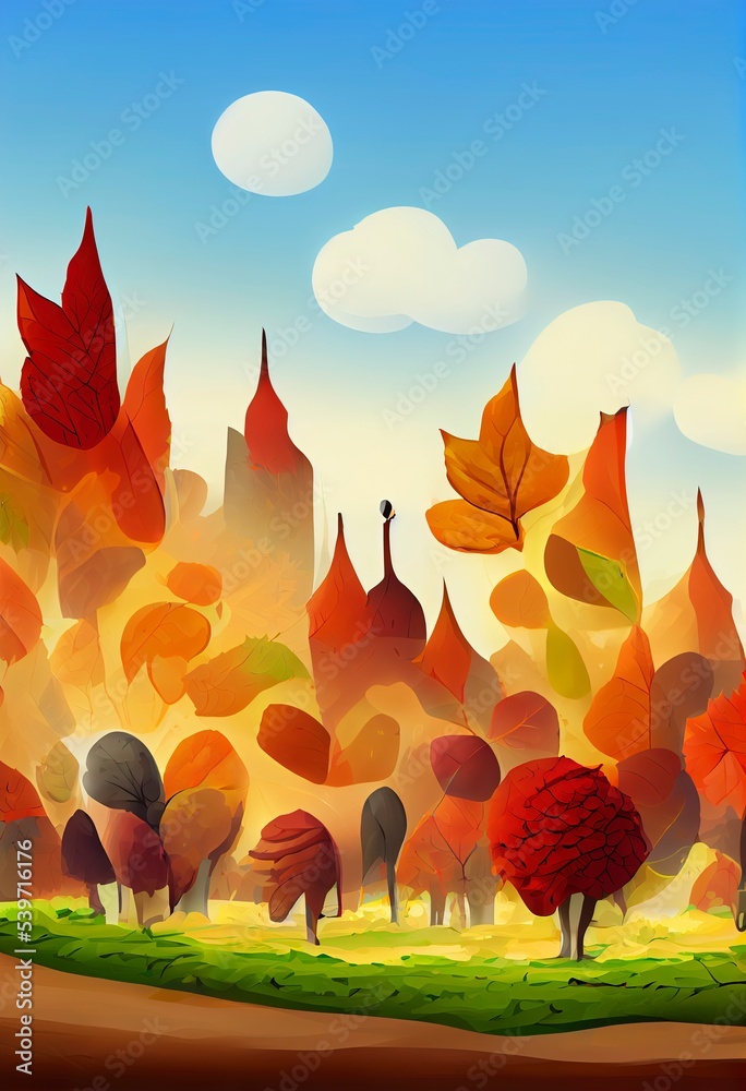 Autumn background illustration. Fall backdrop. Colors of Autumn leaves ...