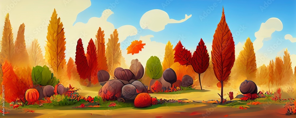 Autumn background illustration. Fall backdrop. Colors of Autumn leaves ...