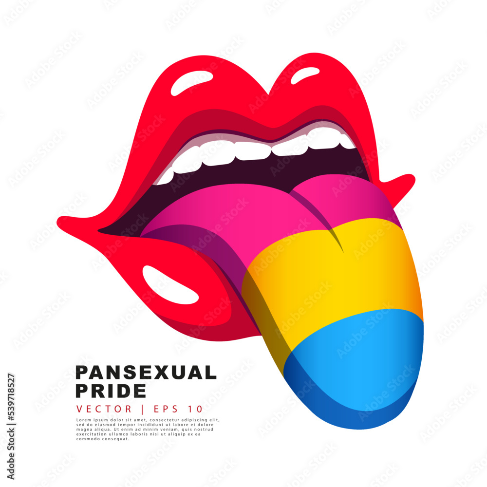 Red lips with a protruding tongue painted in the colors of the flag of ...