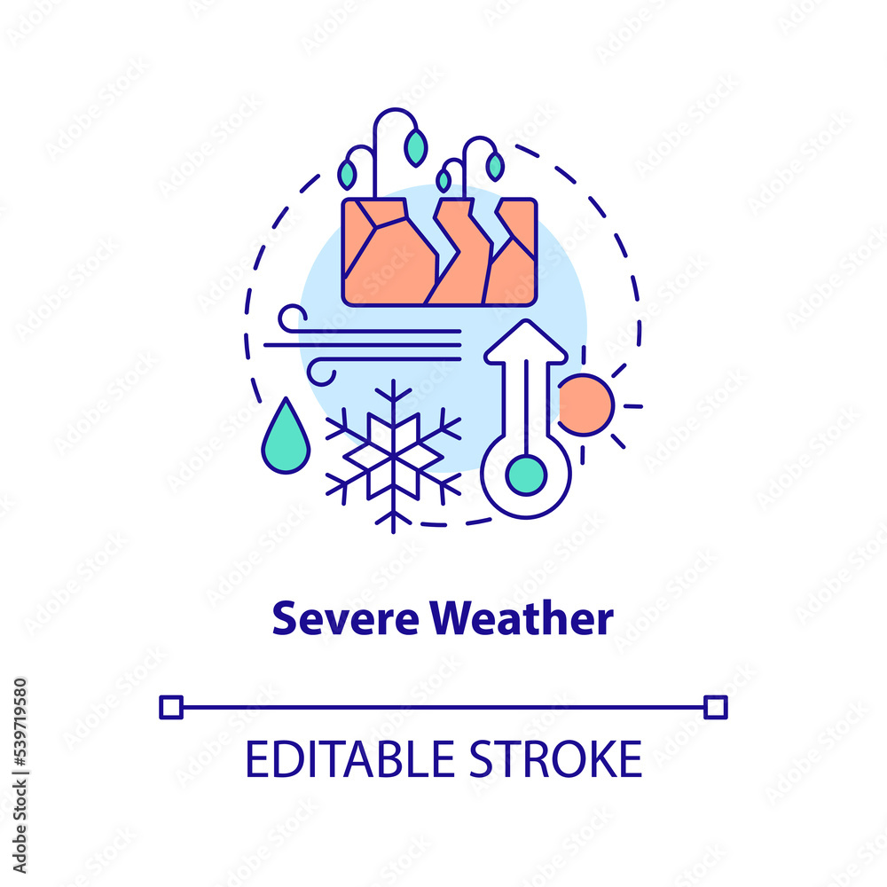 Impact of severe weather concept icon. Agriculture challenge. Food ...