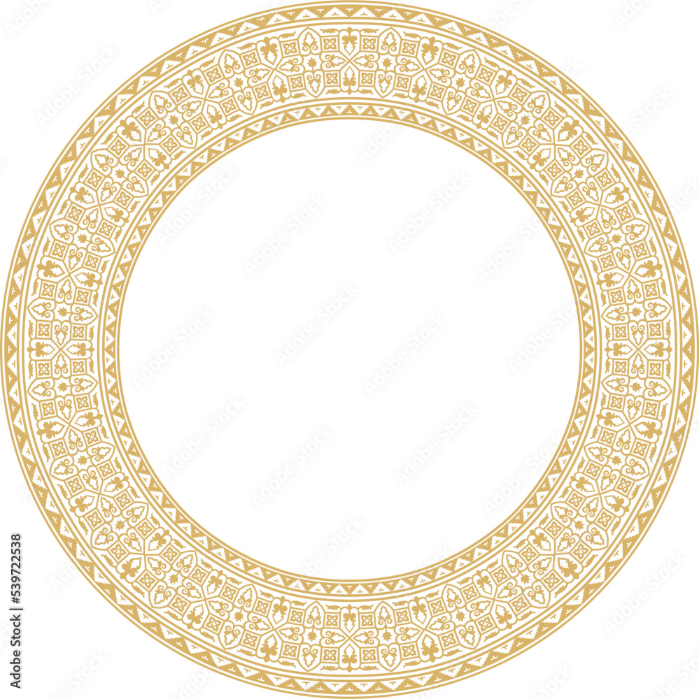 Vector gold round Byzantine border, frame. Circle Greek pattern ...