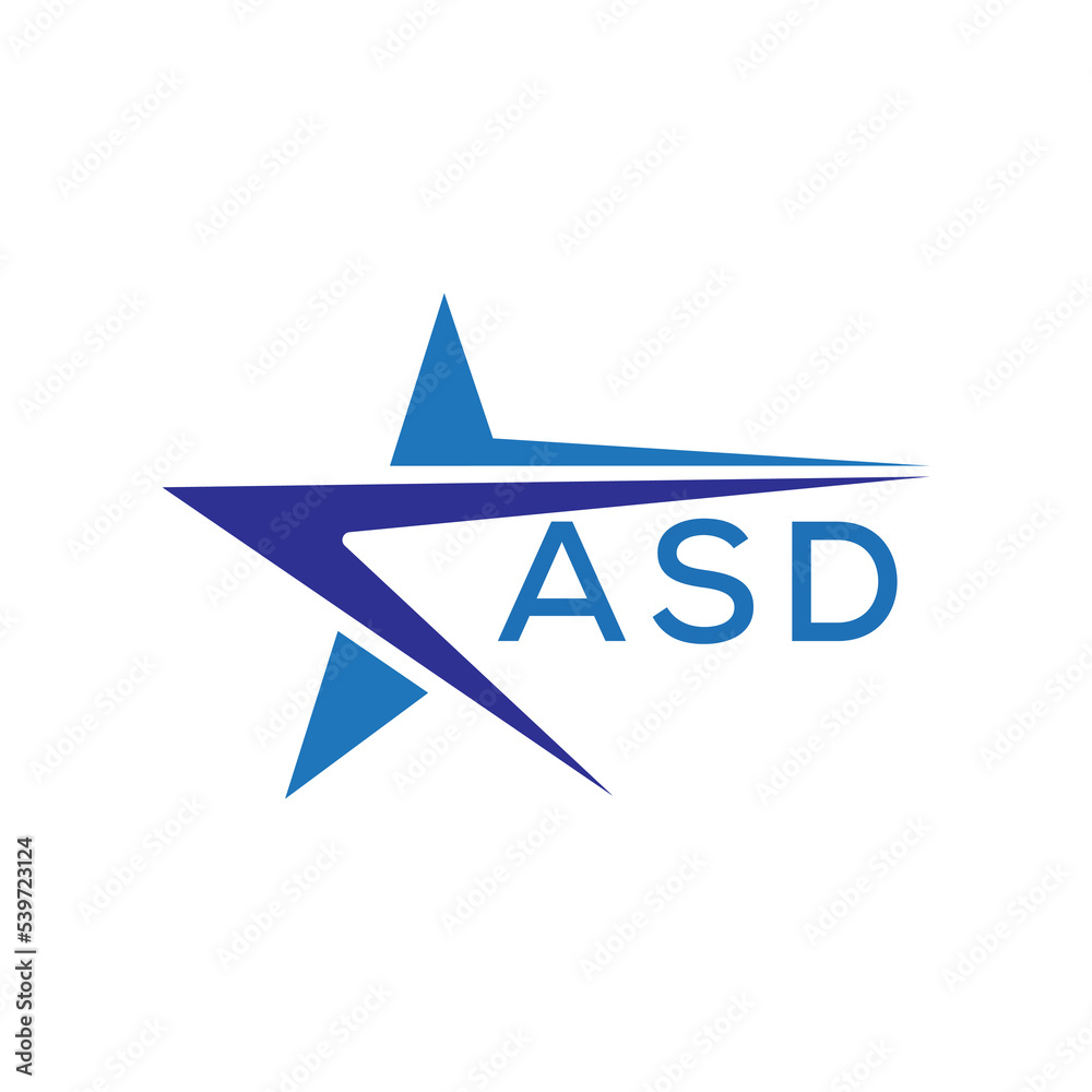 ASD letter logo. ASD blue image on white background. ASD Monogram logo ...